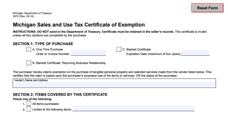 Come utilizzare un Michigan Resale CertificateTaxJar Blog | Mark's ...